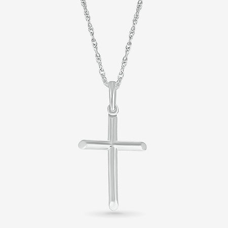 Click here for Womens 10K White Gold Cross 18 Inch Pendant Neckla... prices