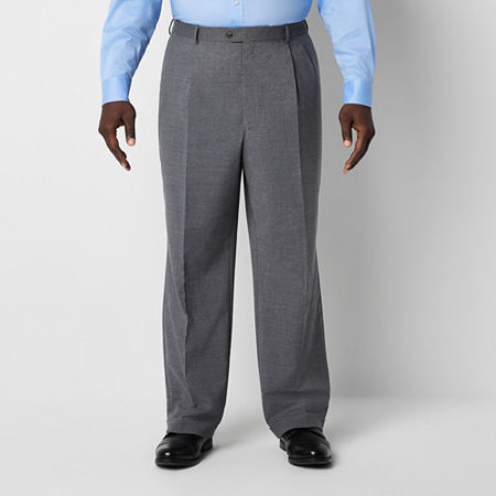 Stafford Super Wool Blend Mens Big and Tall Stretch Fabric Classic Fit Pleated Front Suit Pant  44 30  Gray