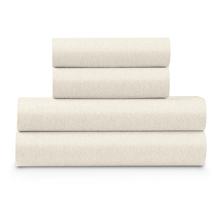 Ella Jayne Soft Heather Jersey Knit 4-Pc. Sheet Set  Queen - Ivory