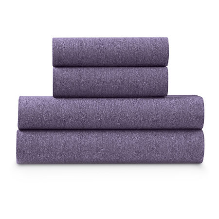 Ella Jayne Soft Heather Jersey Knit 4-Pc. Sheet Set  Queen - Purple