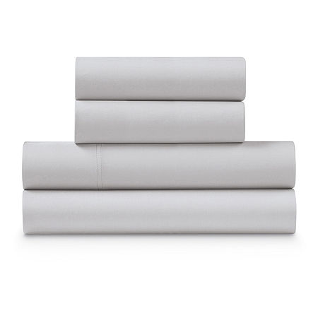 Ella Jayne Percale Cool and Crisp 300 Thread Count 100 Cotton 4-Pc. Sheet Set  Full - Light Gray