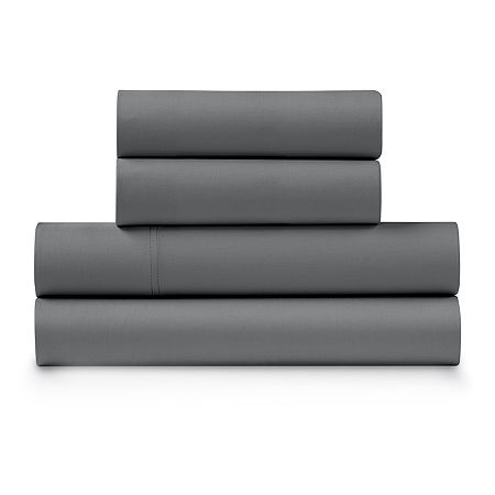 Ella Jayne Percale Cool and Crisp 300 Thread Count 100 Cotton 3-Pc. Sheet Set  Twin - Charcoal