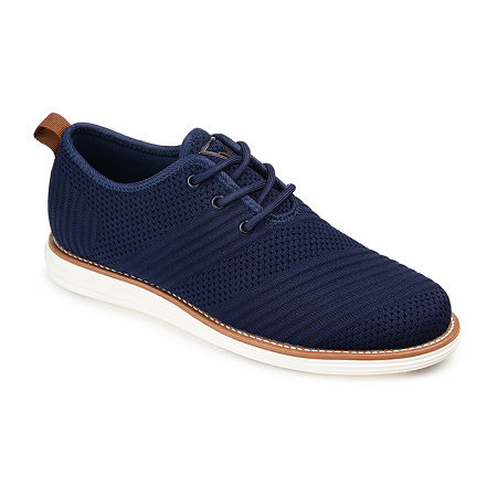 Vance Co. Mens Novak Wide Width Tru Comfort Foam Knit Lace-Up Round Toe Dress Shoes - Navy