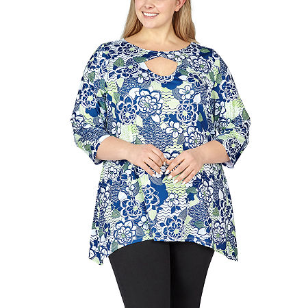 Click here for Larky Lark Womens Plus Keyhole Neck 3/4 Sleeve T-S... prices
