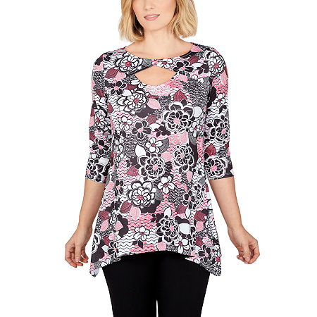 Click here for Larky Lark Womens Plus Keyhole Neck 3/4 Sleeve T-S... prices