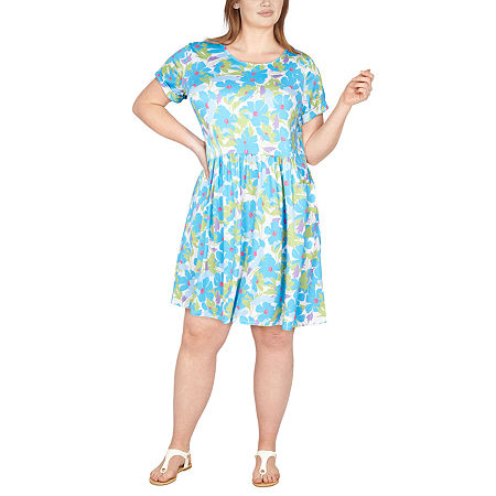 Click here for Larky Lark Womens Plus Short Sleeve Floral Shift D... prices