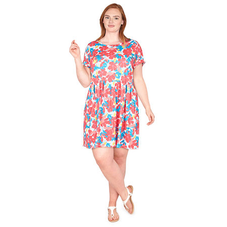 Click here for Larky Lark Womens Plus Short Sleeve Floral Shift D... prices