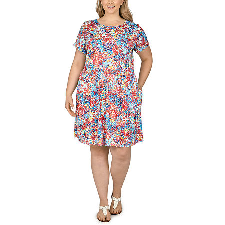 Click here for Larky Lark Womens Plus Short Sleeve Floral Shift D... prices