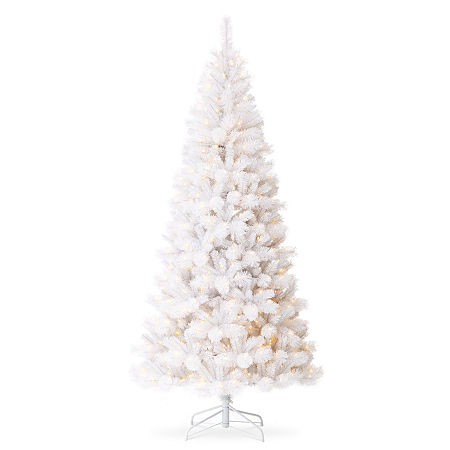 Click here for Glitzhome 8 Ft Pre-Lit White Slim Pine Christmas T... prices