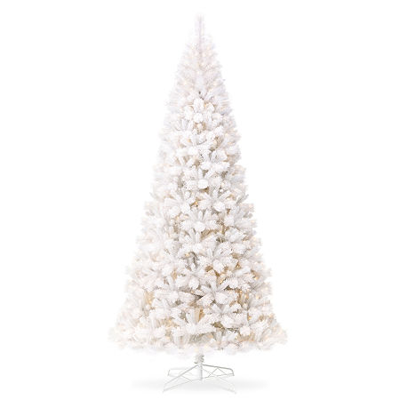 Glitzhome Pre-Lit White Slim 10 Foot Pine Christmas Tree  One Size  White