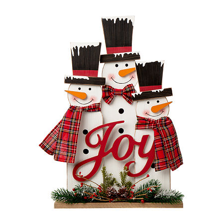 Glitzhome Wooden Snowman Family Table or Standing Decor - Multi