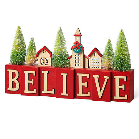 Click here for Glitzhome Wooden House Christmas Tabletop Decor  O... prices