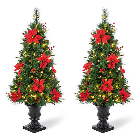 Click here for Glitzhome 4 Ft 2pc Pre-Lit Porch Pine Christmas Tr... prices