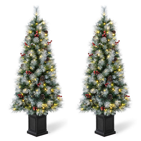 Click here for Glitzhome 5 Ft 2pc Pre-Lit Porch Pine Christmas Tr... prices