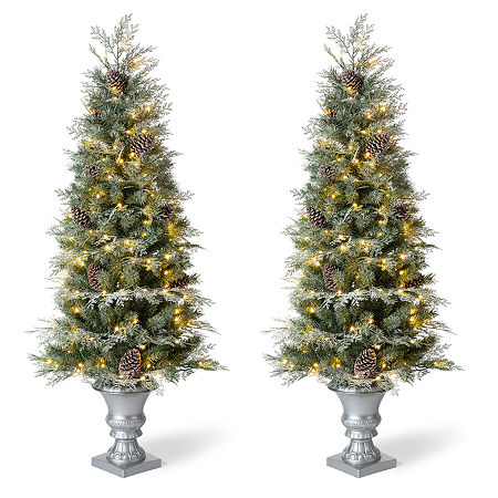 Click here for Glitzhome 5 Ft 2-pc Pre-Lit Porch Pine Christmas T... prices