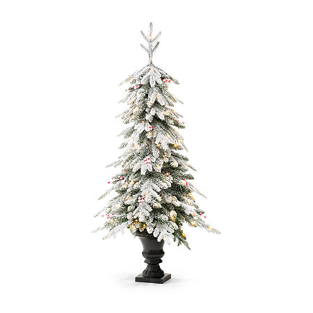 Click here for Glitzhome 5 Ft Pre-Lit Flocked Porch Fir Christmas... prices