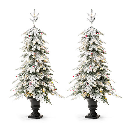 Click here for Glitzhome 5 Ft 2pc Pre-Lit Porch Fir Christmas Tre... prices
