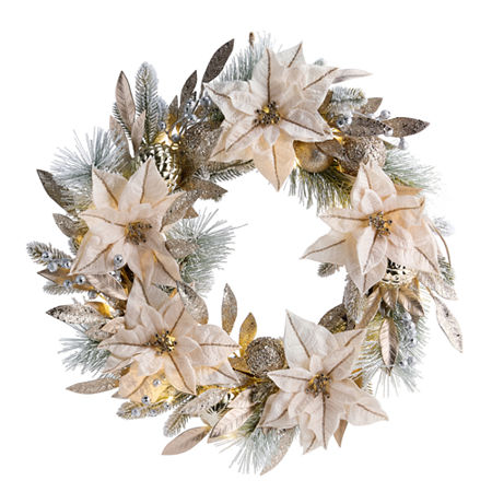 Click here for North Pole Trading Co. Gold Poinsettia Wreath  One... prices