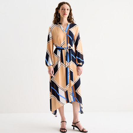 Click here for Worthington Womens Long Sleeve Geometric Shirt Dre... prices