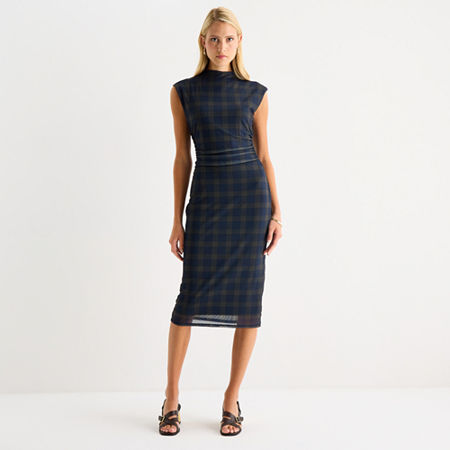 Click here for Worthington Womens Short Sleeve Midi Plaid Bodycon... prices