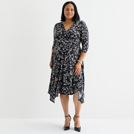 Click here for Perceptions Womens Plus 3/4 Sleeve Floral Midi Fit... prices