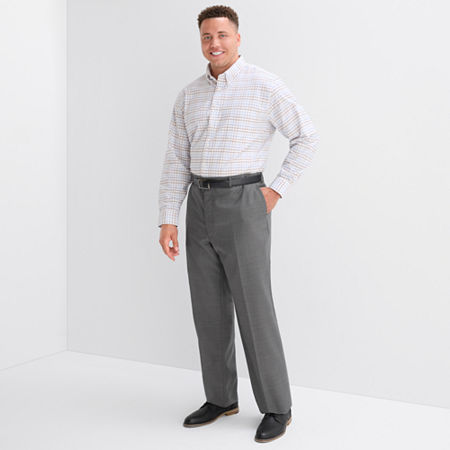Stafford Coolmax All Season Mens Big and Tall Classic Fit Flat Front Suit Pant  44 30  Gray