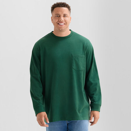 St. Johns Bay Sueded Mens Crew Neck Long Sleeve Big and Tall T-Shirt  4x-large  Green