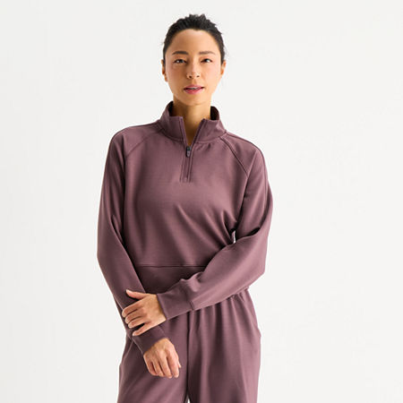 Xersion Womens Scuba Luxe Half Zip Pullover  Petite Xx-large  Brown