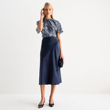 Click here for Worthington Womens A-Line Skirt  4 Petite  Blue prices