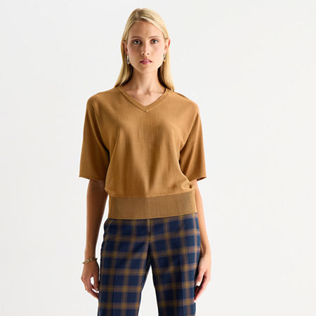 Click here for Worthington Womens V Neck Short Sleeve Pullover Sw... prices