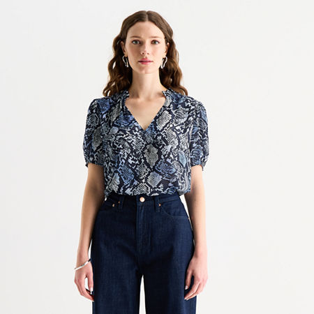 Click here for Worthington Womens V Neck Short Sleeve Blouse  Xx-... prices