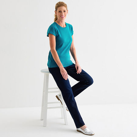 Liz Claiborne Womens Crew Neck Short Sleeve T-Shirt  Medium  Blue