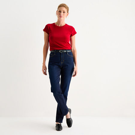 Liz Claiborne Womens Crew Neck Short Sleeve T-Shirt  Small  Red