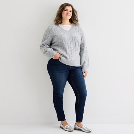 Click here for St. Johns Bay Plus Womens V Neck Long Sleeve Pullo... prices