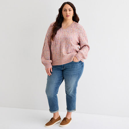 Click here for St. Johns Bay Plus Womens V Neck Long Sleeve Pullo... prices