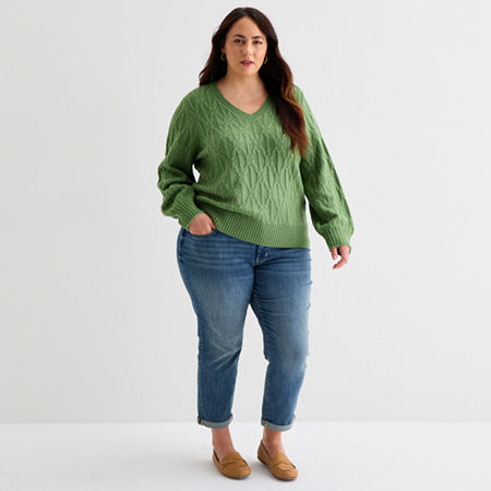 Click here for St. Johns Bay Plus Womens V Neck Long Sleeve Pullo... prices