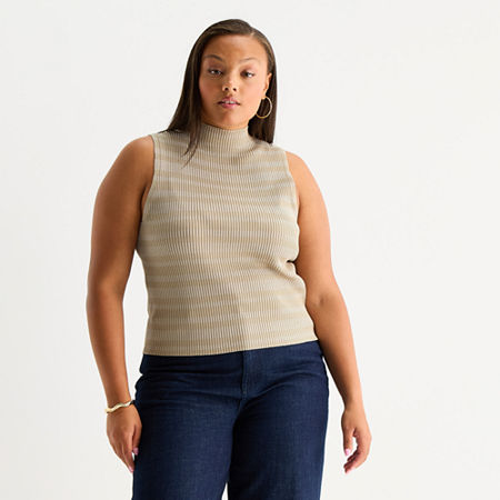 Click here for Worthington Plus Womens Mock Neck Sleeveless Pullo... prices
