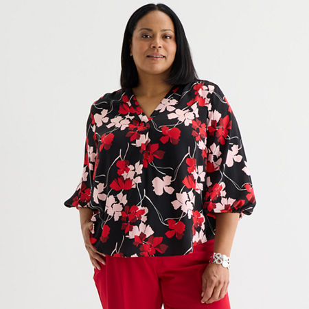 Click here for Liz Claiborne Womens Plus V Neck 3/4 Sleeve Satin... prices