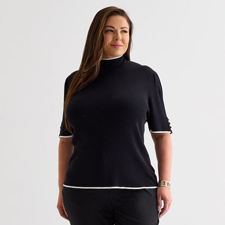 Click here for Liz Claiborne Plus Womens Mock Neck Short Sleeve P... prices