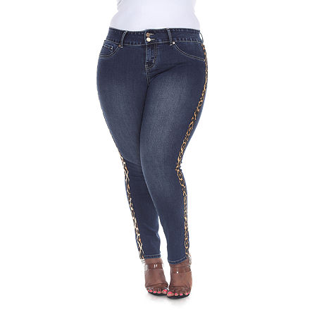 Plus Size White Mark(R) Cheetah Panel Denim Jeans