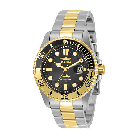 Invicta Mens 30944 Pro Diver Quartz 3 Hand Black Dial Watch - Silver