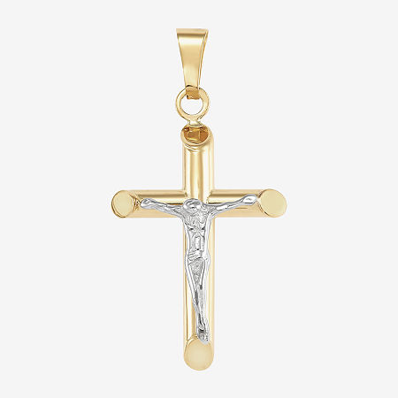 Click here for Crucifix Unisex Adult 14K Two Tone Gold Cross Pend... prices