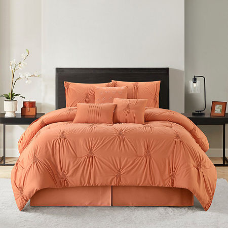 Stratford Park Nargiz Pintuck 7-Pc. Comforter Set  Queen - Apricot