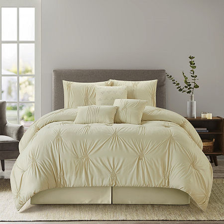 Stratford Park Nargiz Pintuck 7-Pc. Comforter Set  King - Beige