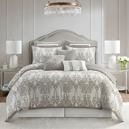Stratford Park Dilona Scroll 9-Pc. Comforter Set  Queen - Smoke Grey