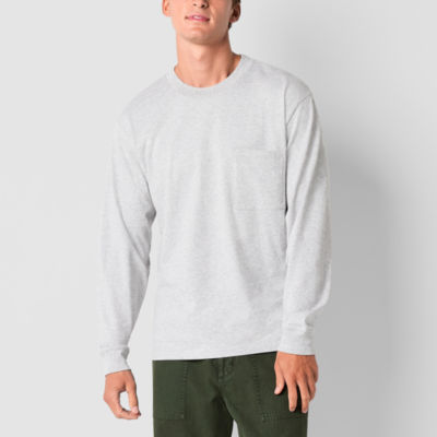 Arizona Mens Boxy Fit Long Sleeve T-Shirt, Color: Lt Heather Grey ...