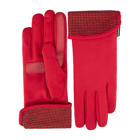 Isotoner Spandex With Herringbone Lining 1 Pair Gloves  Small-medium  Red