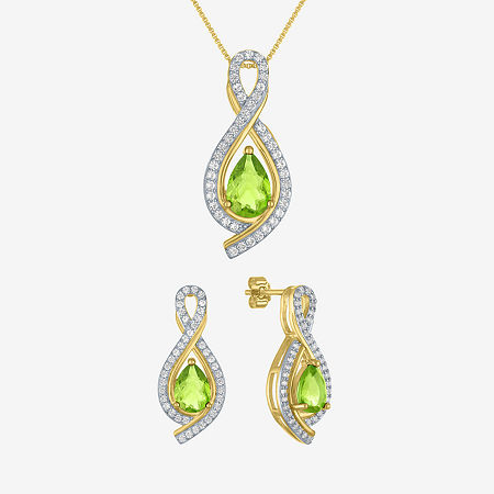 Click here for Womens Gemstone 14K Gold Over Silver 2-pc. Pear Je... prices