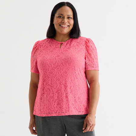 Click here for Liz Claiborne Womens Plus Keyhole Neck Short Sleev... prices