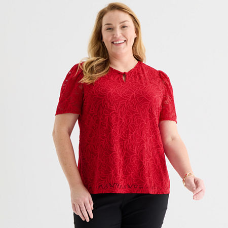 Click here for Liz Claiborne Womens Plus Keyhole Neck Short Sleev... prices